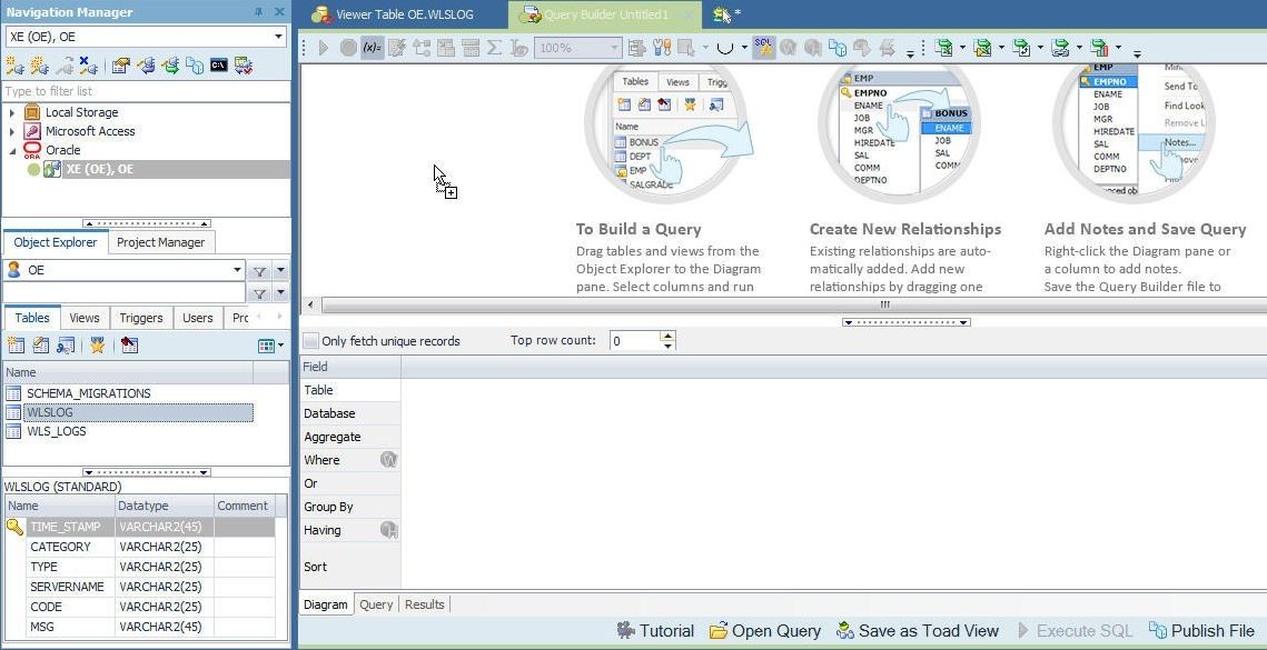 Using Toad Data Point with RDBMS Data Sources