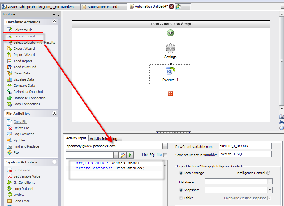 Toad Data Point Automation Series Blog 9 Execute Script