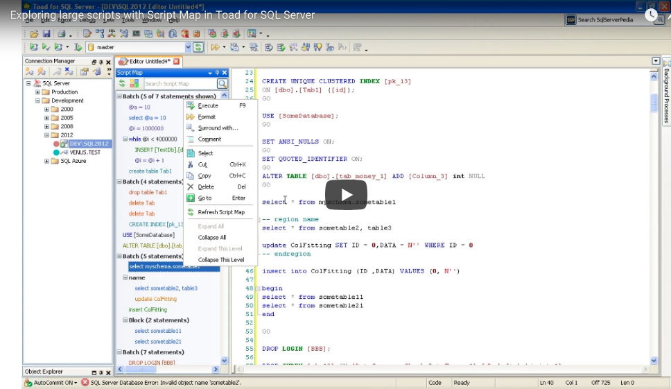 Toad For Sql Server Exploring Large Scripts With Script Map 4891