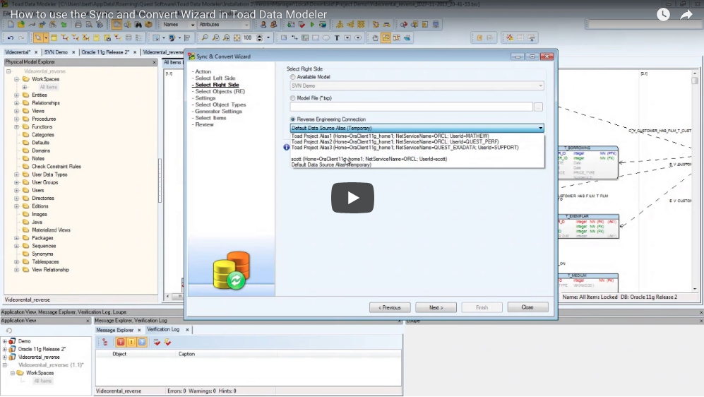 How To Use The Sync And Convert Wizard In Toad Data Modeler