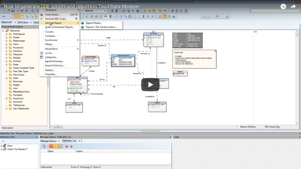 How to generate DDL scripts and reports in Toad Data Modeler How to generate DDL scripts and reports in Toad Data Modeler