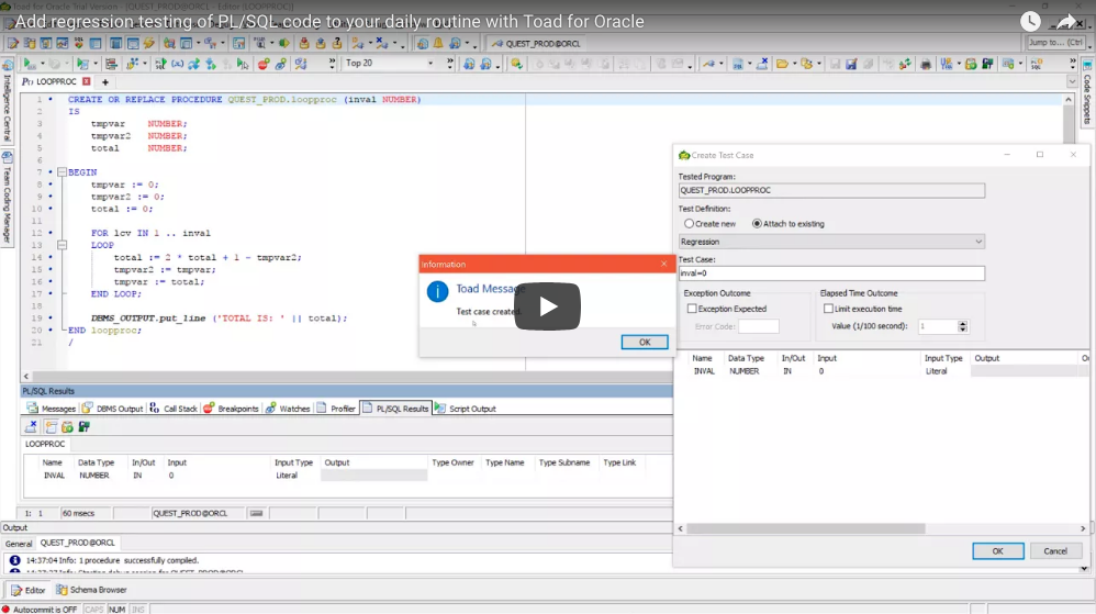 Add Regression Testing Of Plsql Code To Your Daily Routine With Toad For Oracle 7293
