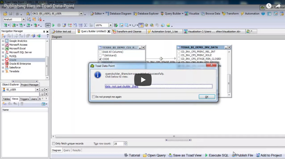 How to publish Data Point files to Toad Intelligence Central