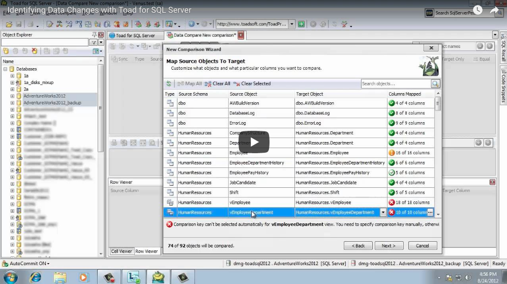 Toad for SQL Server - Identifying Data Changes